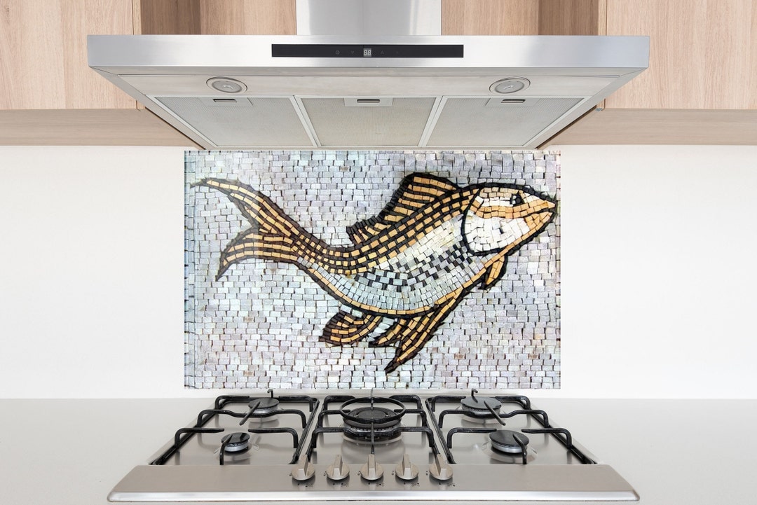 Tempered Glass Backsplash-mosaic Fish Backsplash S-fish Backsplash for ...