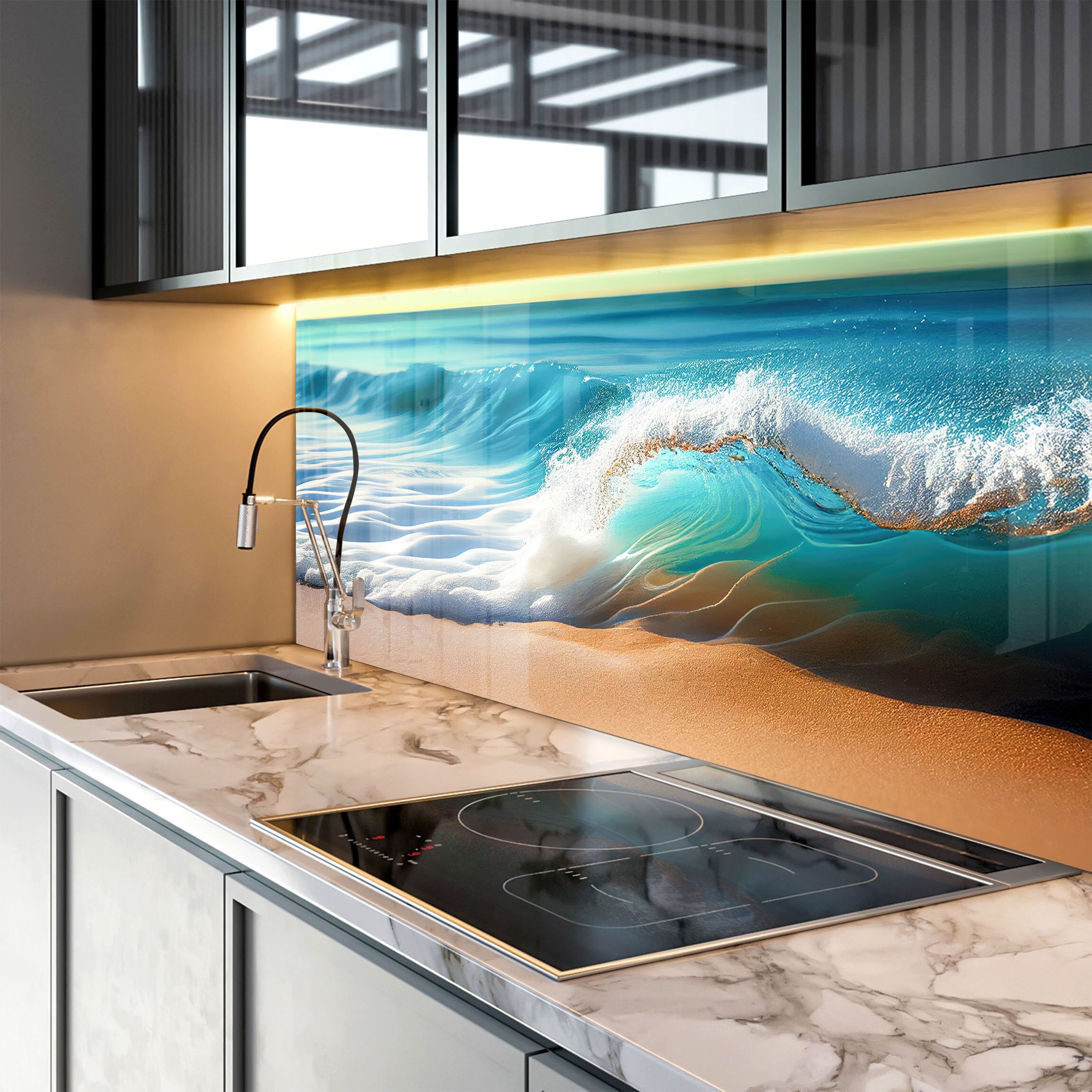 Tempered Glass Backsplash Tile-waves Backsplash Tiles-stove Backsplash ...