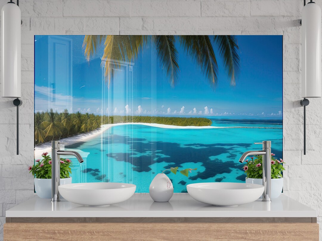 Tempered Glass Backsplash-tropical Backsplash Tiles-stove Backsplash ...