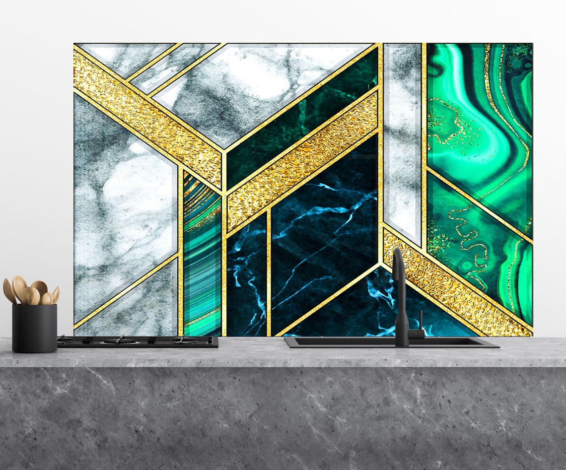 Tempered Glass Backsplash-green Marble Backsplash Tiles-stove ...