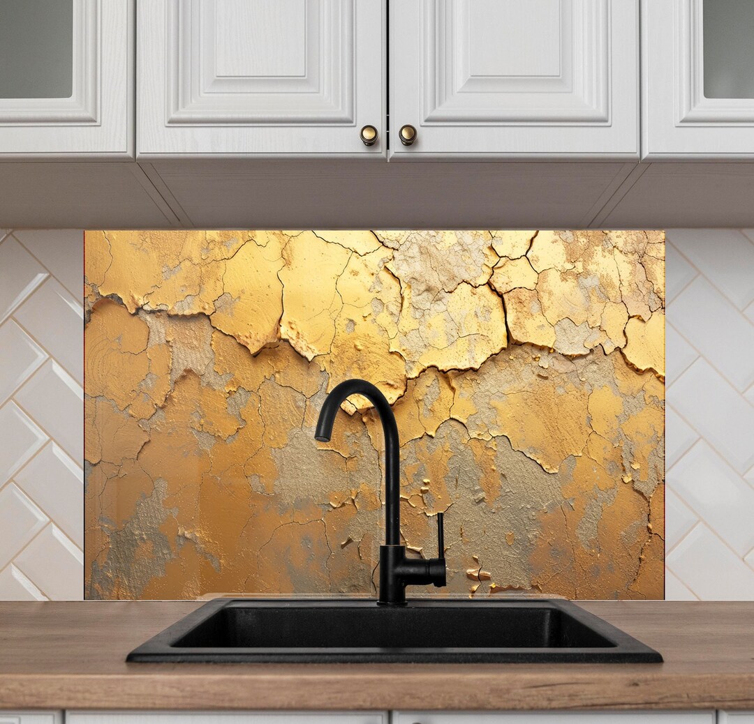 Tempered Glass Backsplash-gold Backsplash S-gold Metal Backsplash ...