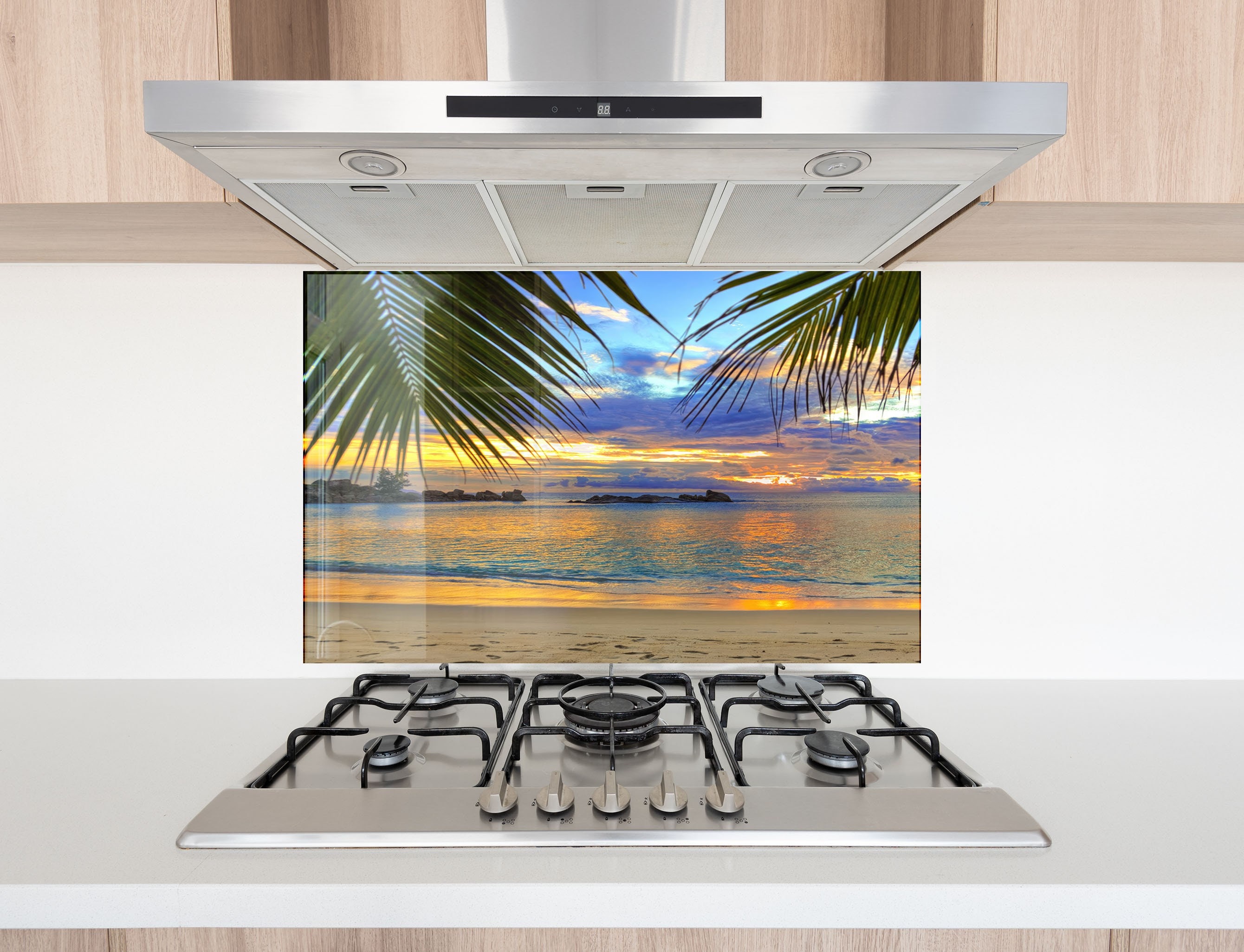 Tempered Glass Backsplash-kitchen Backsplash Tiles-tropical Backsplash ...