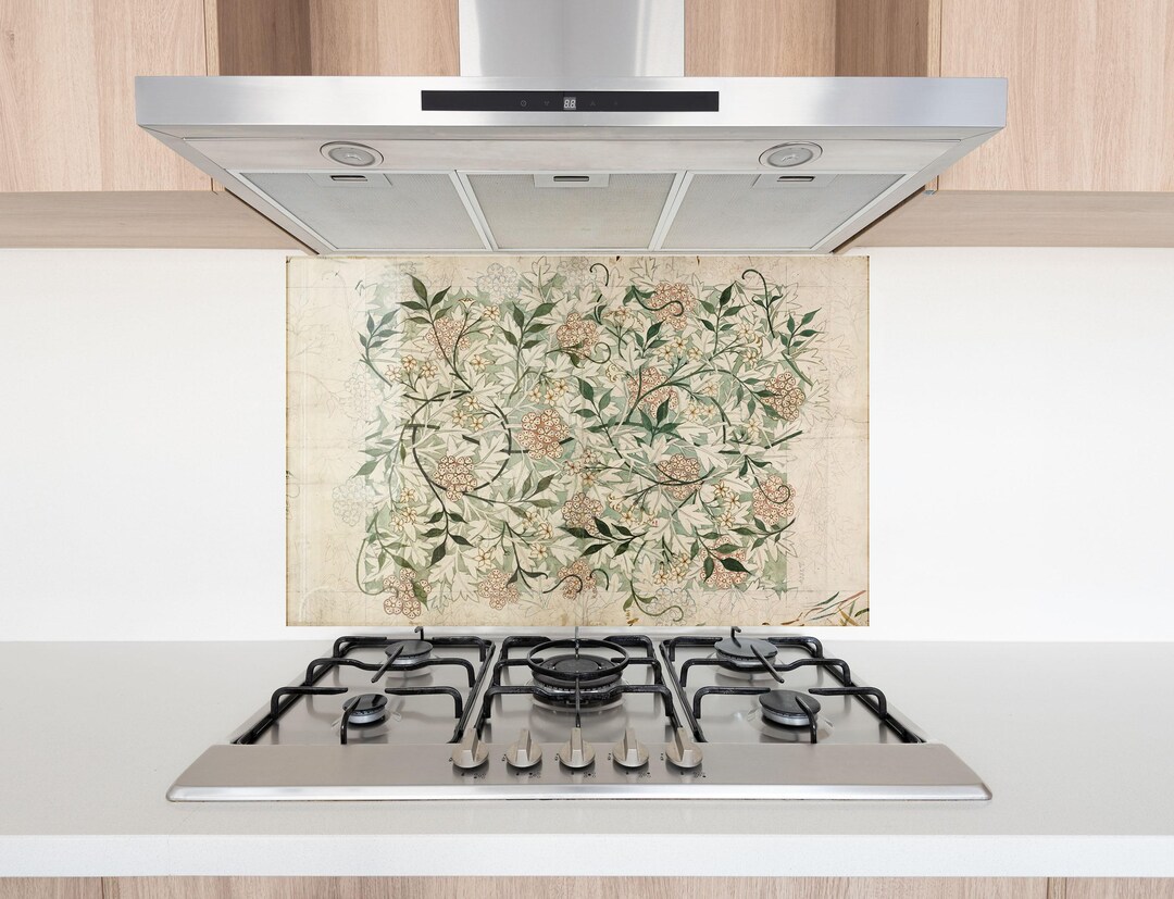 Vintage Botanical Glass Backsplash Panel, Tempered Glass Kitchen ...