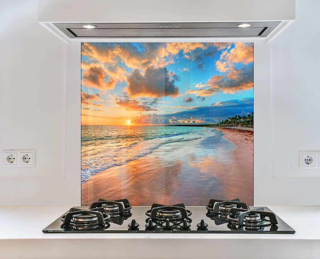 Tempered Glass Backsplash-kitchen Backsplash S-tropical Backsplash for ...