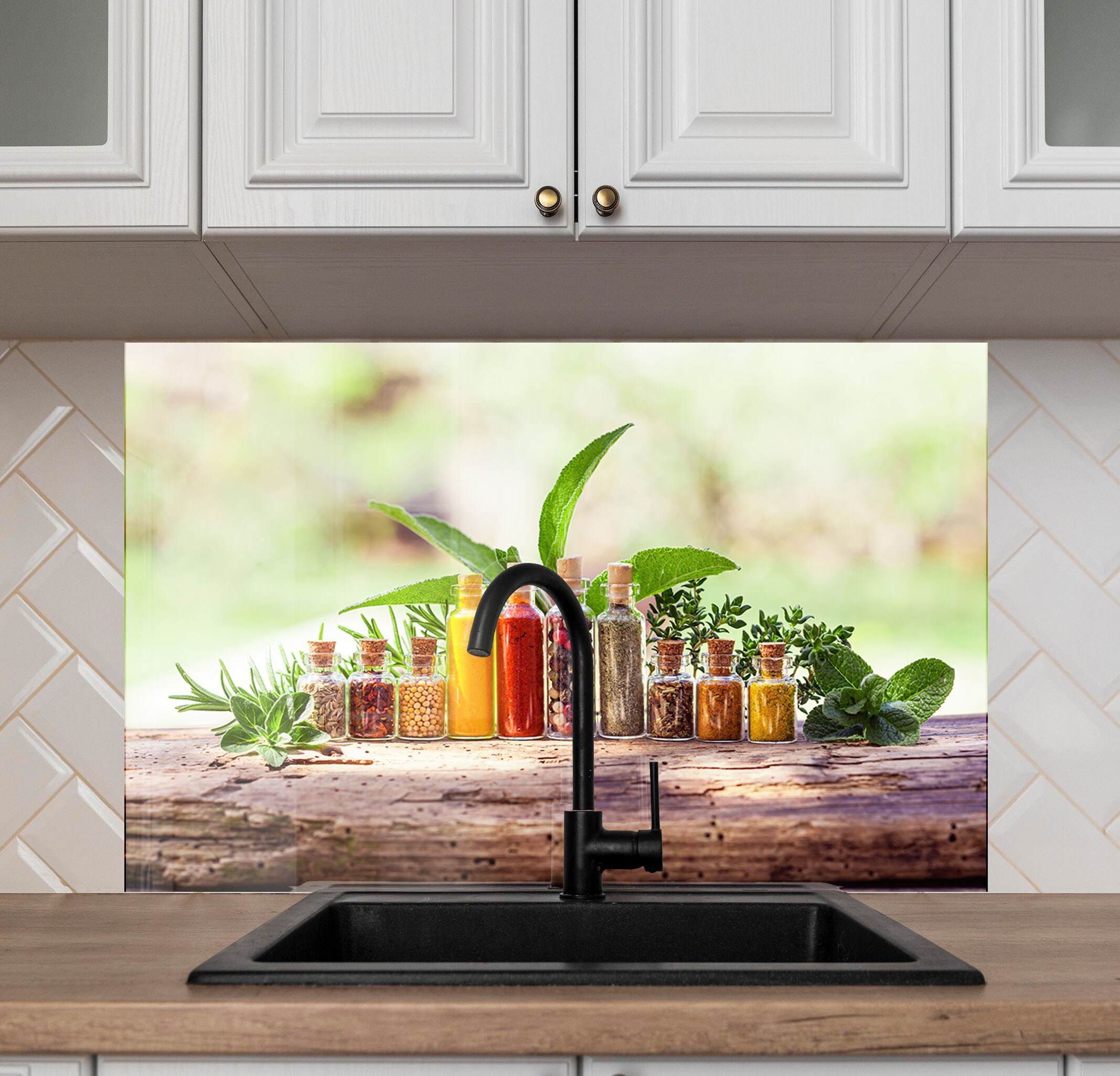 Tempered Glass Backsplash Kitchen Spice Backsplash Tiles-stove ...