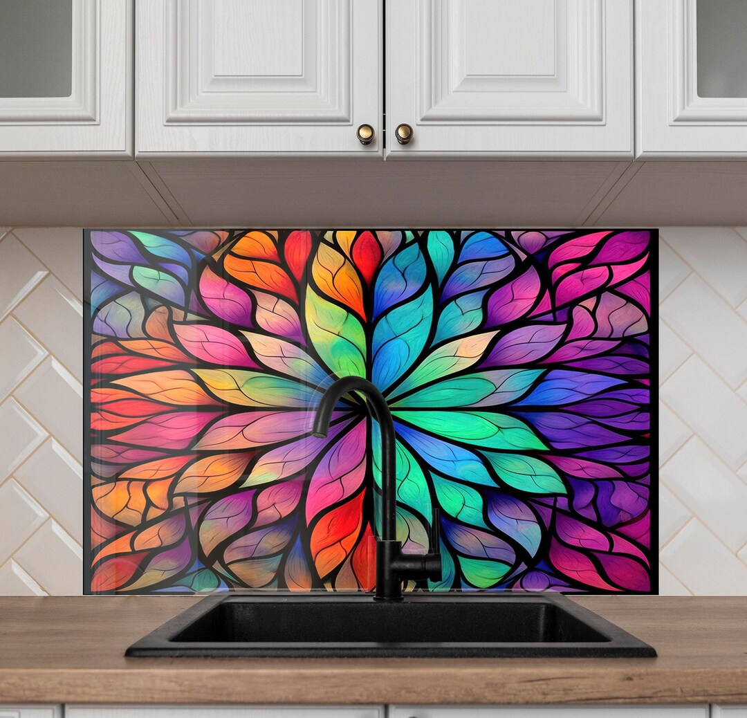 Tempered Glass Stained Backsplash Design-cooker Wall Backsplash Panel ...