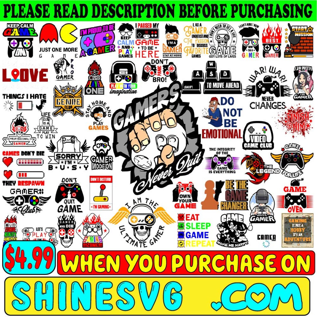 Bundle 50 Files Gaming Svg Bundle, Gamer Svg Bundle, Gamer Quotes Svg ...