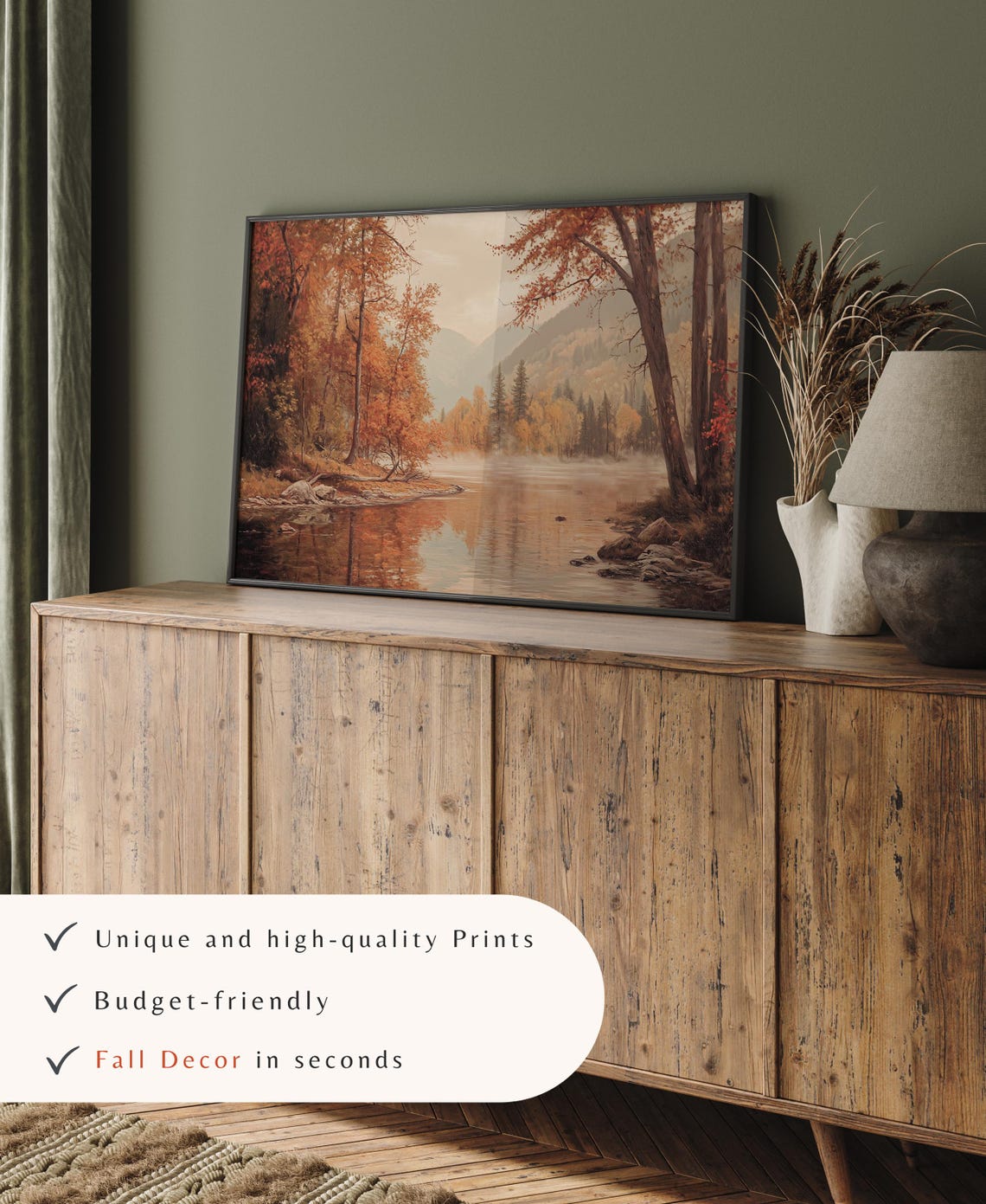 Autumn Landscape Printable Wall Art, Fall Print, Vintage Fall Decor ...