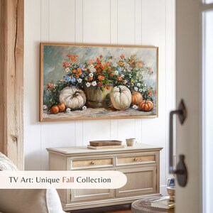 Autumn Frame TV Art, Fall Wildflowers Art for TV, Pumpkins Painting ...