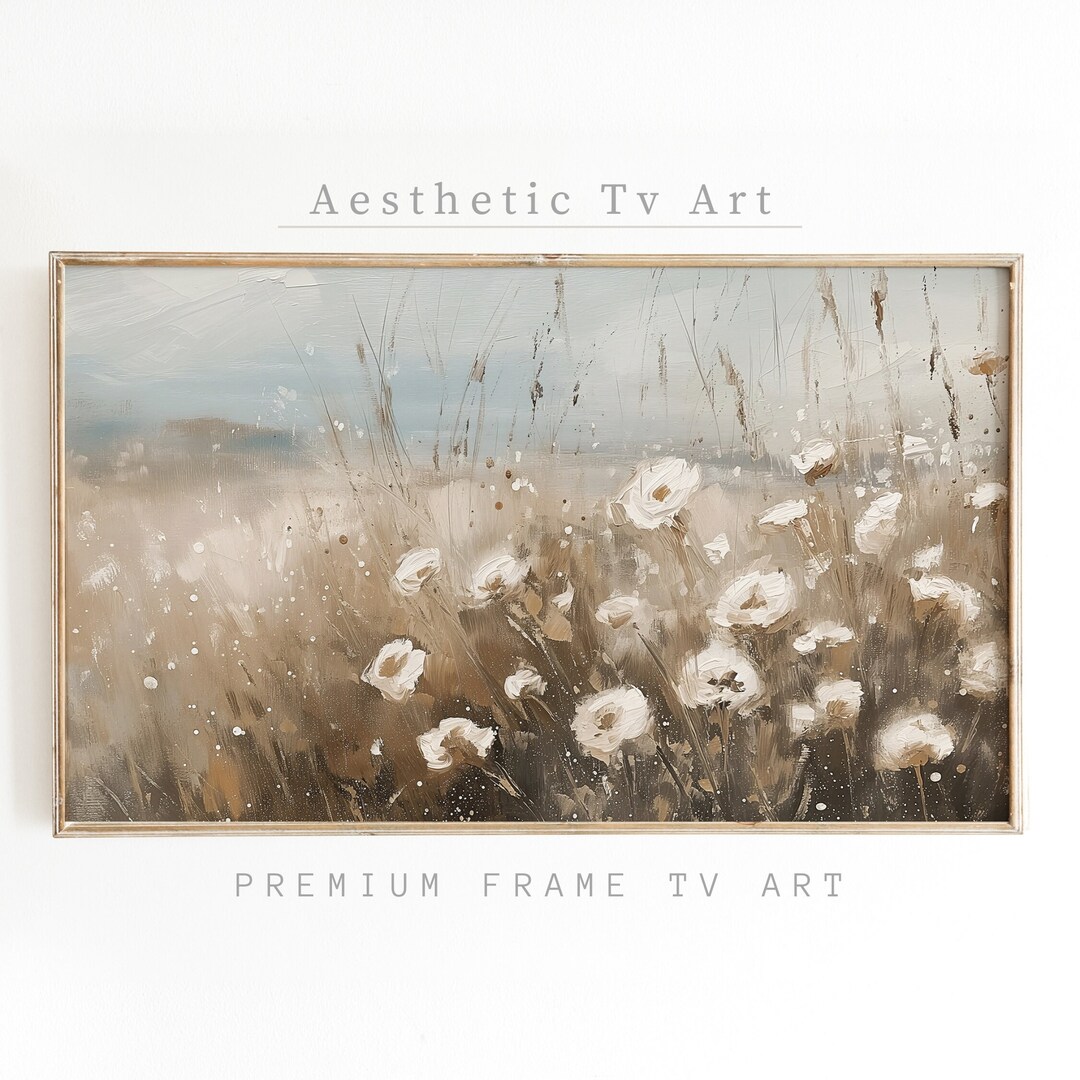 Pintura al óleo de un campo de flores silvestres de primavera, Samsung ...