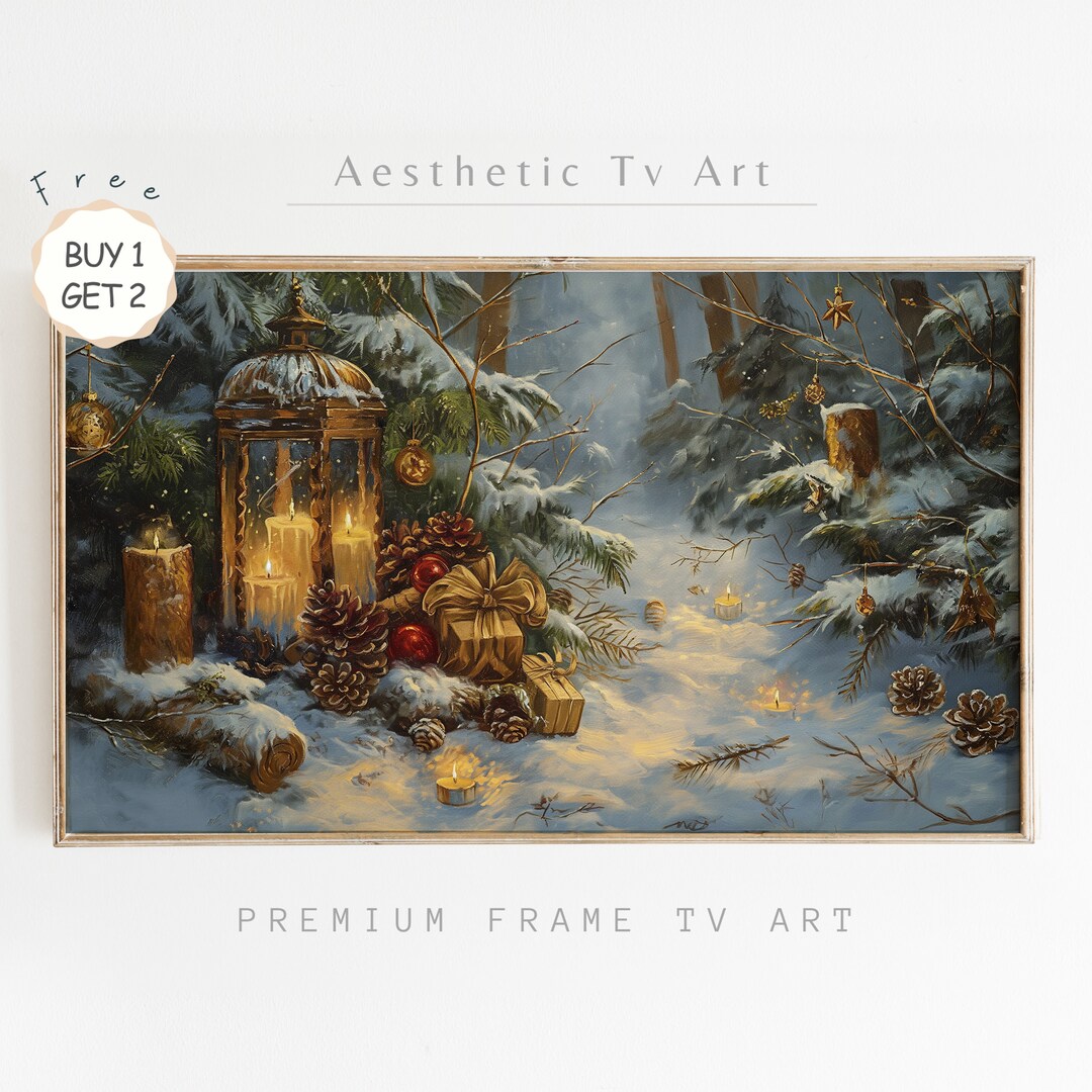 Christmas Frame TV Art, Vintage Christmas Digital Download, Rustic ...