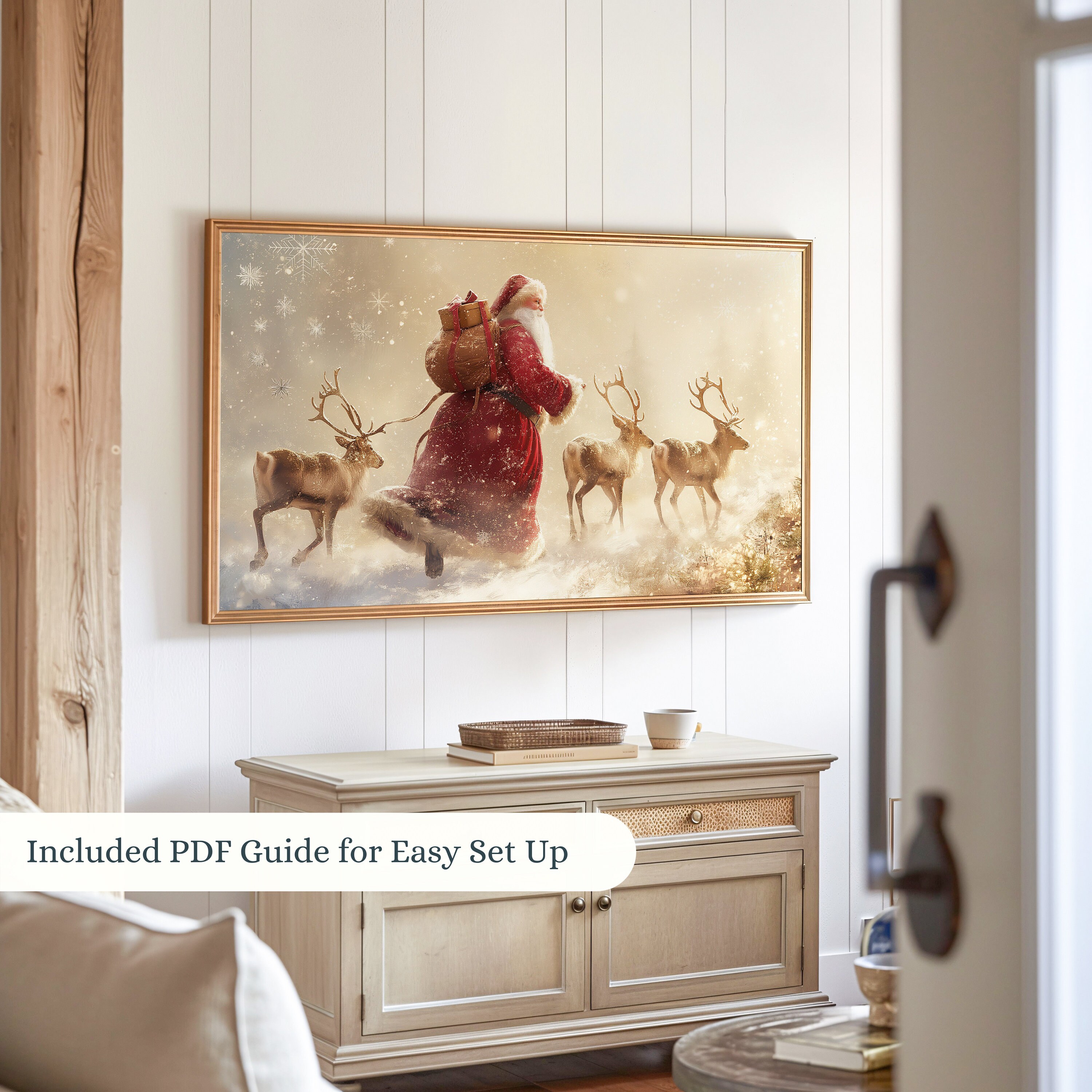 Vintage Christmas Samsung Frame TV Art, Santa Claus Art for TV ...