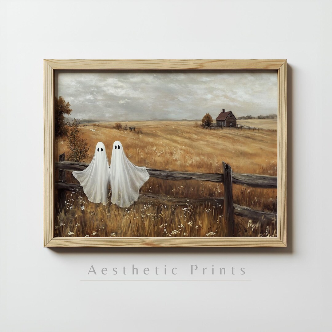Ghosts in the Countryside Printable Wall Art, Rustic Halloween Print ...