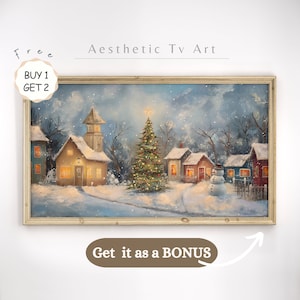 Vintage Snowman Christmas Frame Tv Art, Neutral Winter Holiday Decor ...