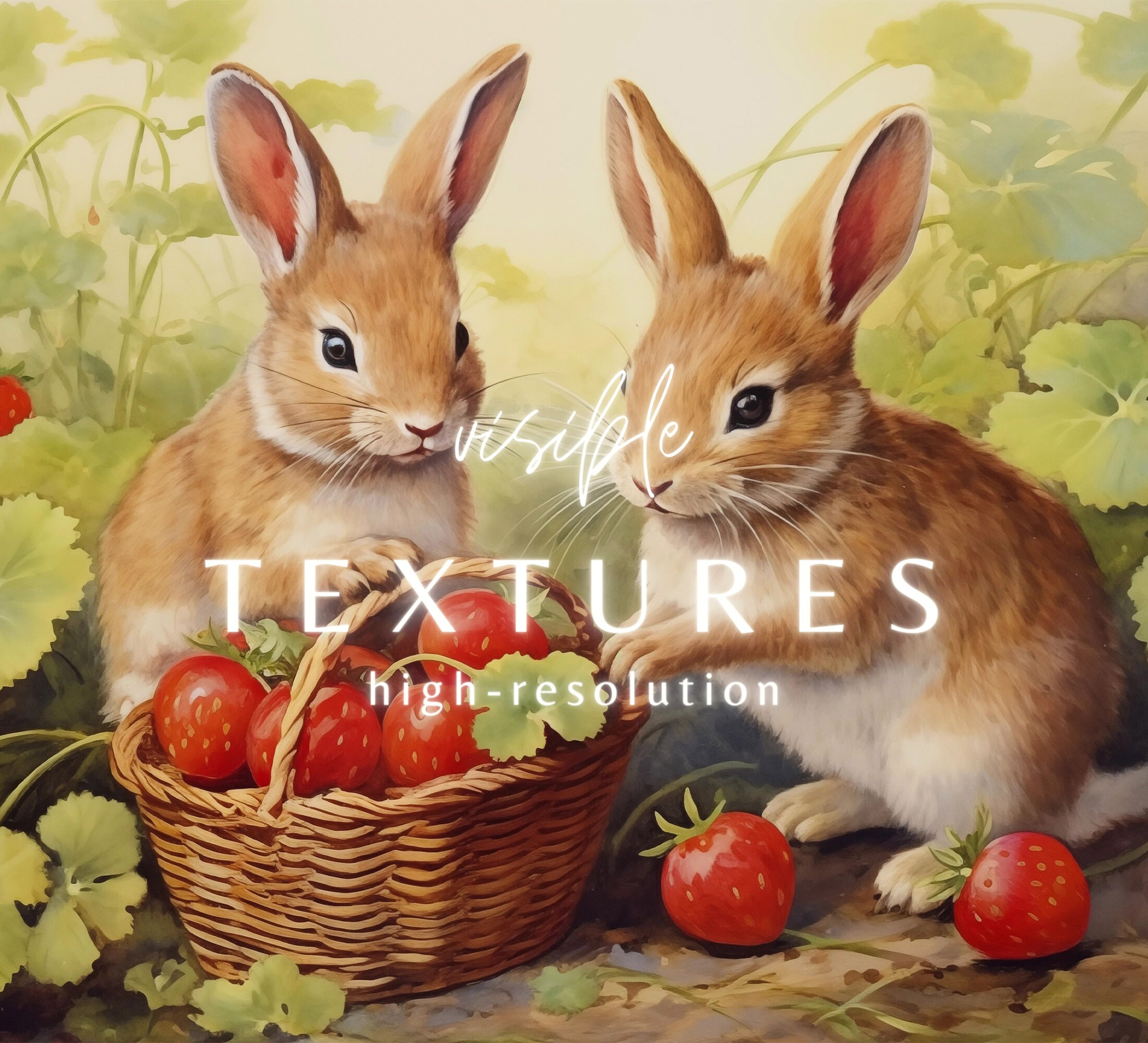 Easter Bunnies Frame TV Art, Cute Bunnies Eating Strawberries, Spring ...