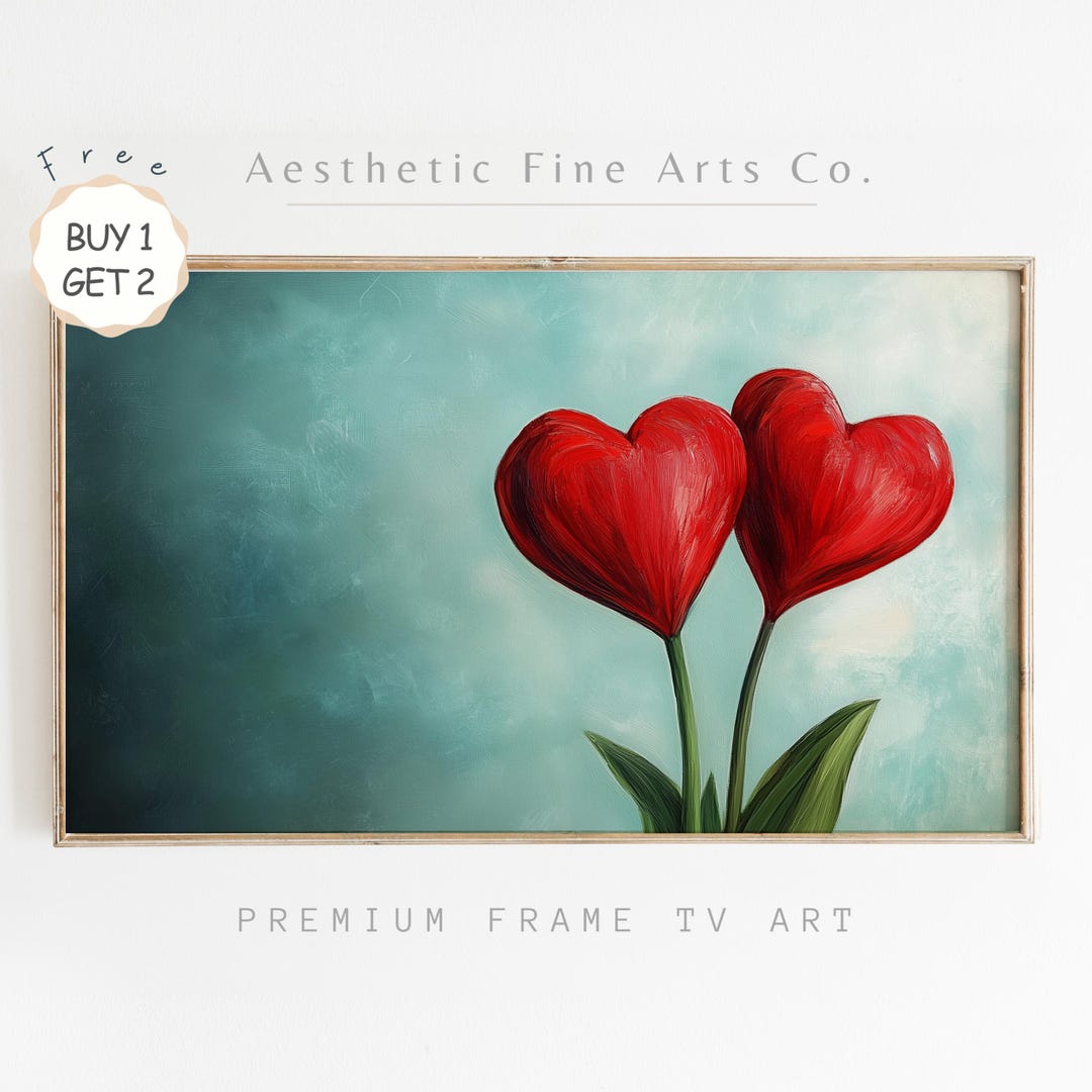 Valentine Flowers Frame TV Art, Valentines Day Decor TV Art, Vintage ...