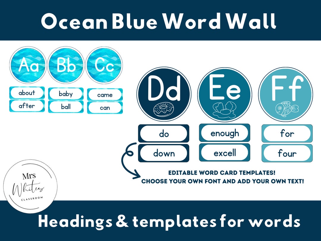Ocean Blue Word Wall - Etsy