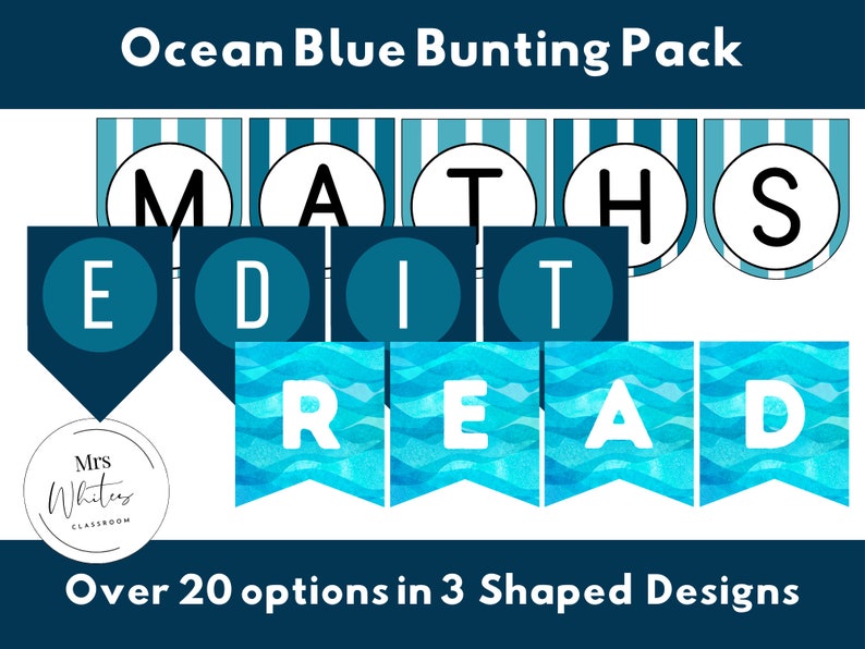 Ocean Blue Classroom Bunting Display Pack - Etsy