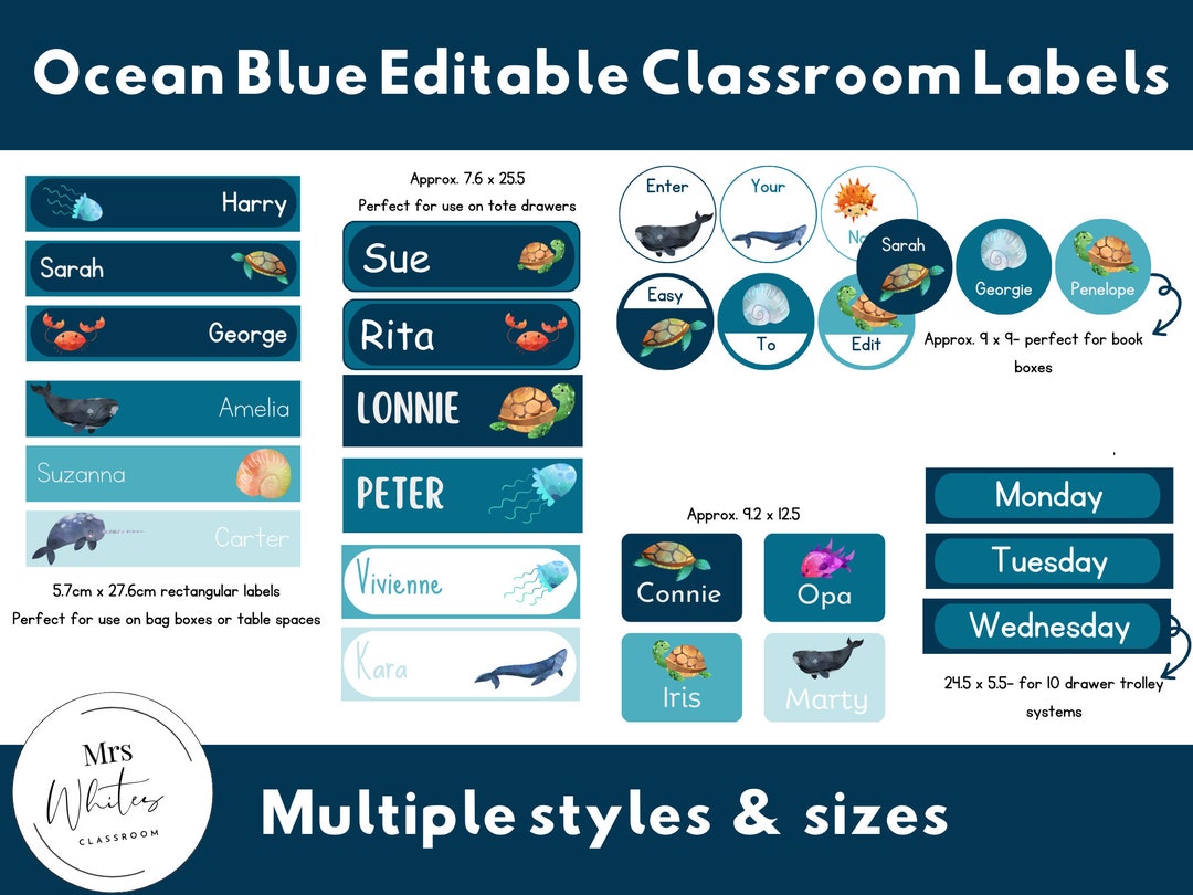 Ocean Blue Classroom Labels - Etsy