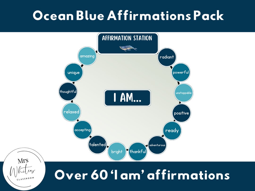 Ocean Blue Affirmations Pack - Classroom Decor - Etsy