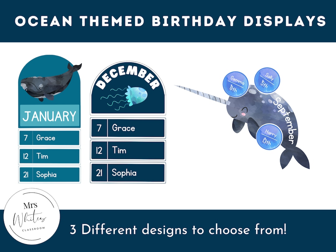 Ocean Birthday Display - Under the Sea Birthday Chart - Etsy