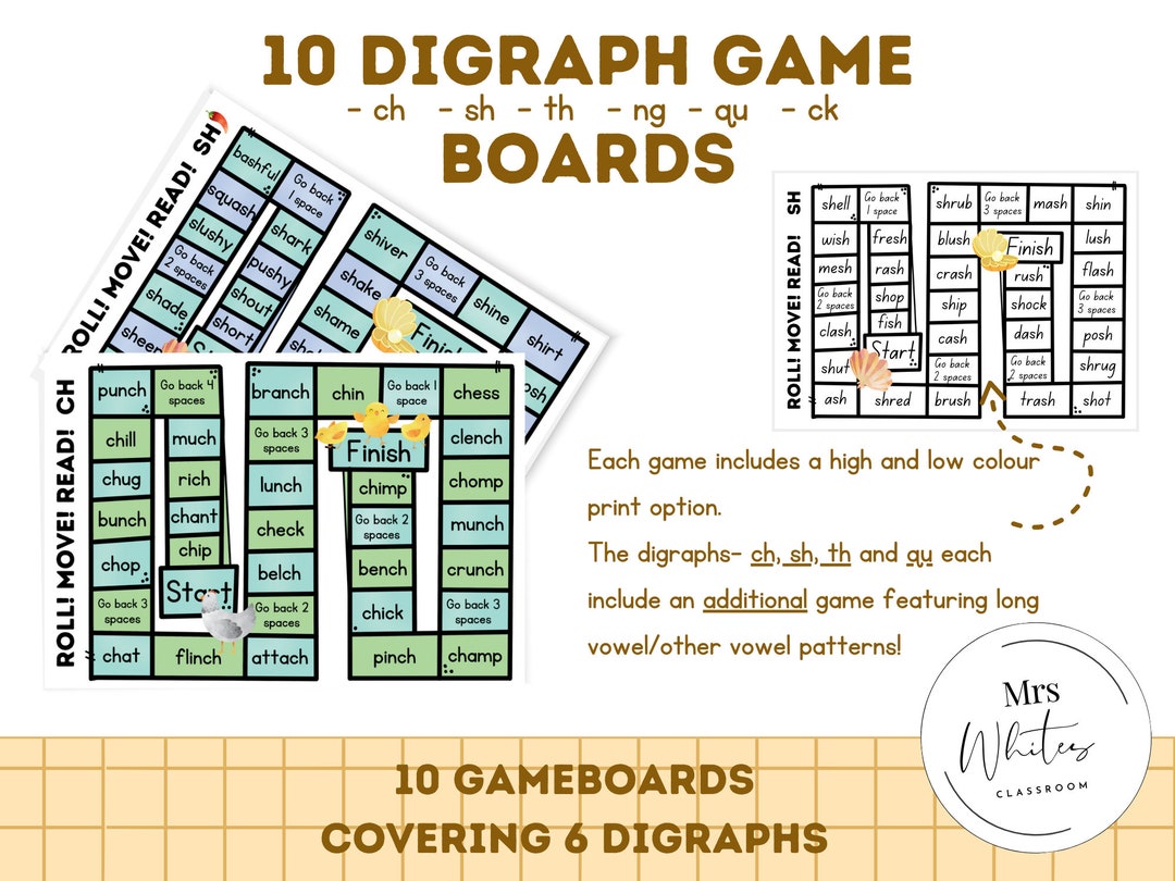 Consonant Digraph Gameboard Bundle - Sh | Ch | Th | Ng | Qu | Ck Games ...