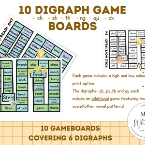 Consonant Digraph Gameboard Bundle - Sh | Ch | Th | Ng | Qu | Ck Games ...