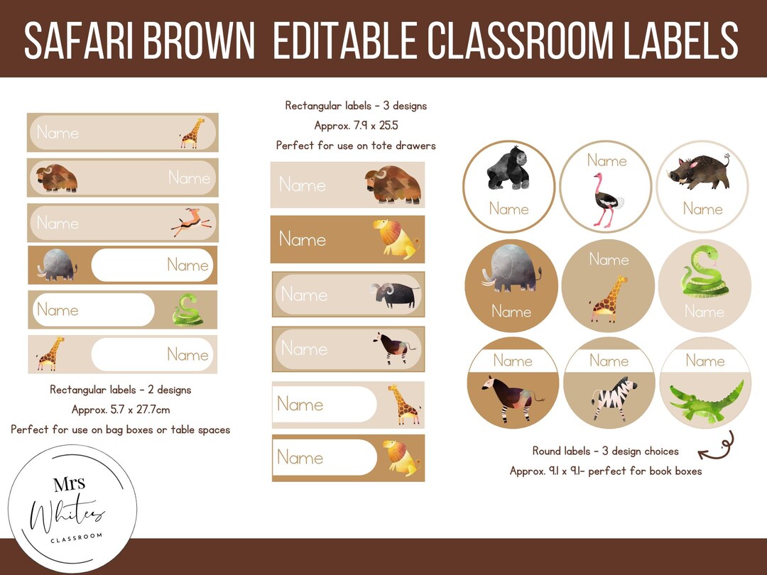 Jungle | Safari Browns Classroom Labels | Classroom Decor - Etsy