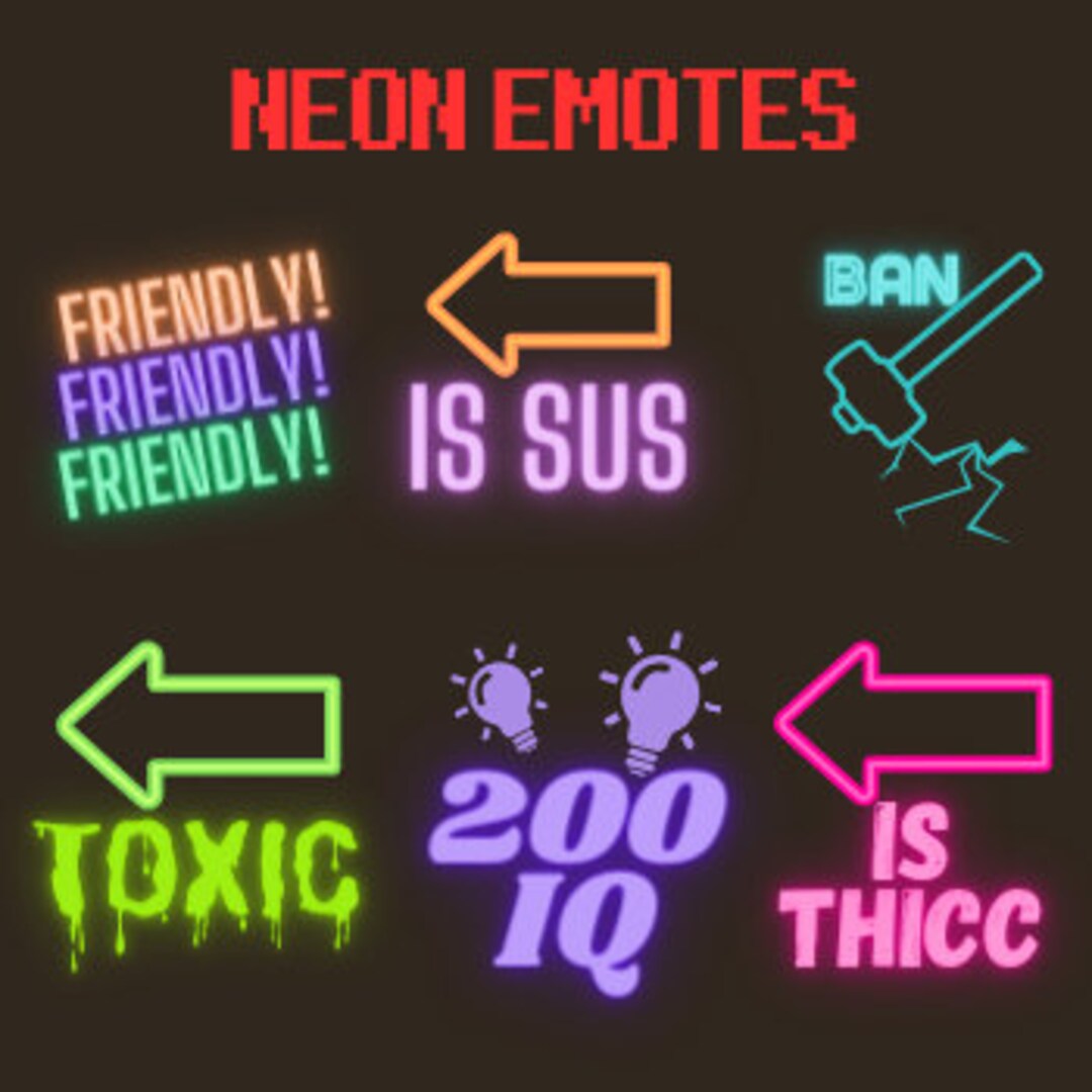 6 CUSTOM Neon Emotes for Twitch, Youtube, Kick, Etc. - Etsy