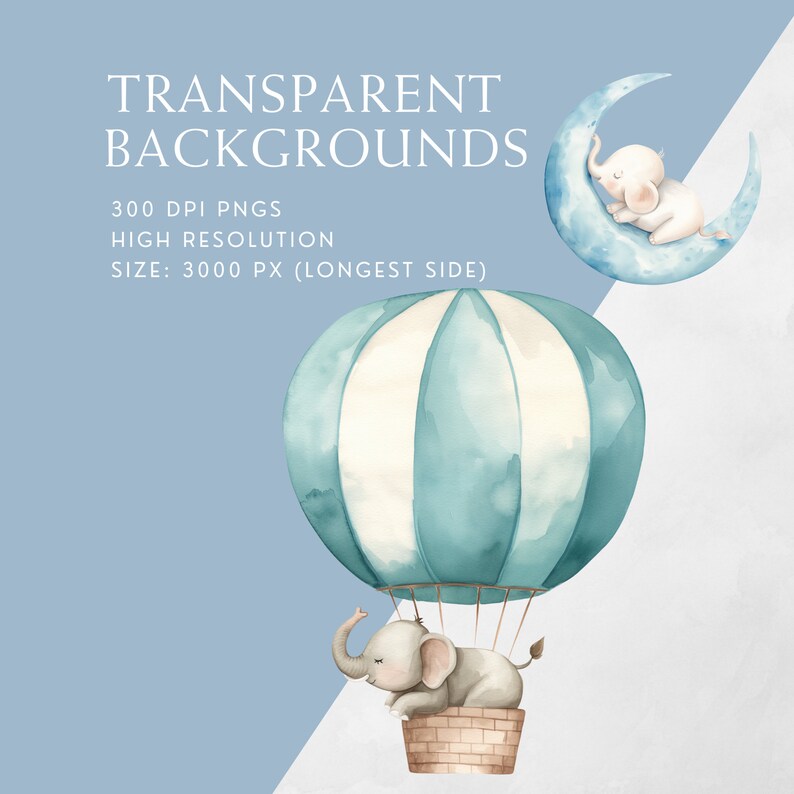 Sleeping Baby Elephant Clipart PNG Watercolor, Cute Blue Baby Boy ...