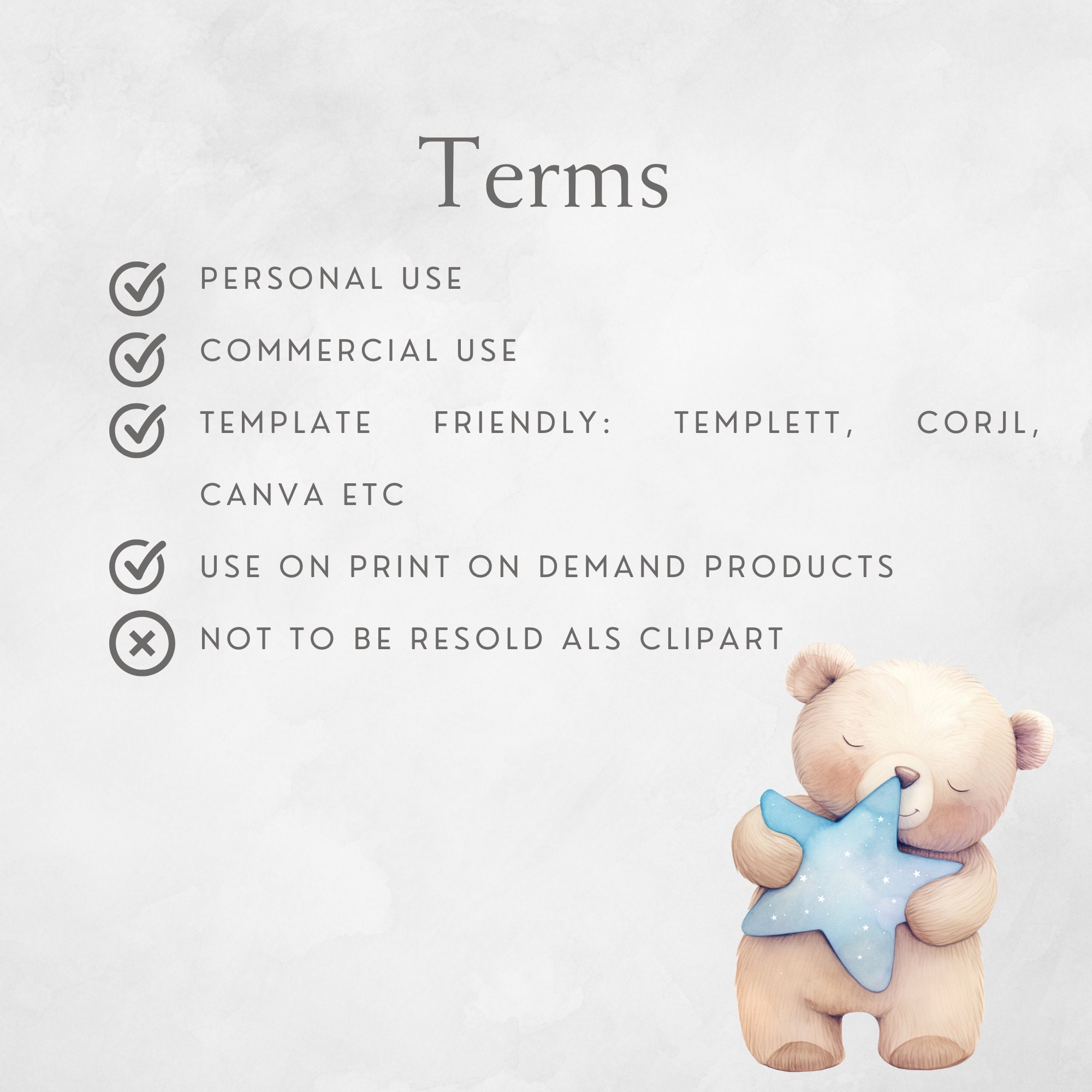 Sleeping Teddy Bear Clipart Bundle PNG Watercolor, Cute Baby Teddy Bear ...