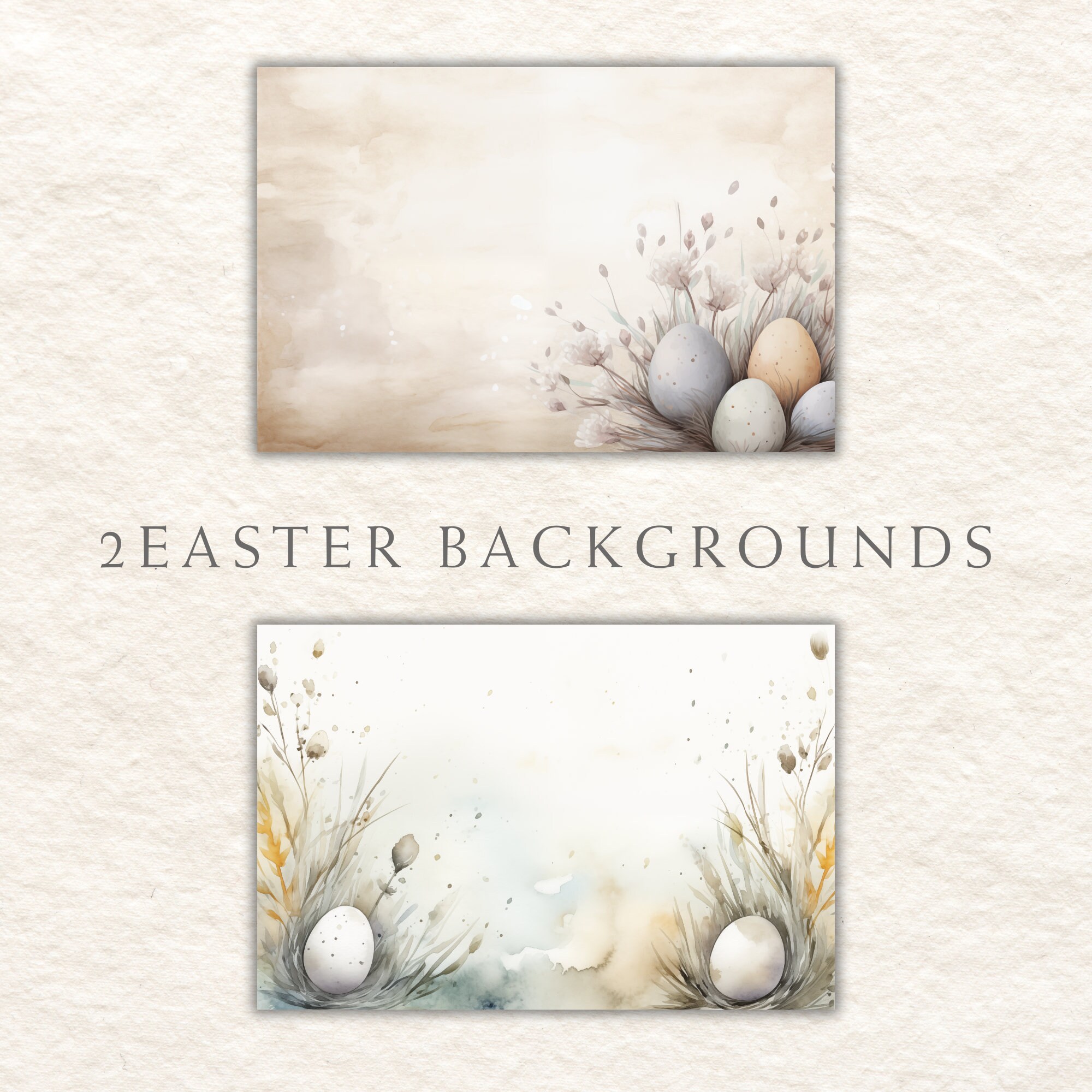 Easter Clipart Bundle PNG Watercolor, Rustic Neutral Easter Bunny Egg ...
