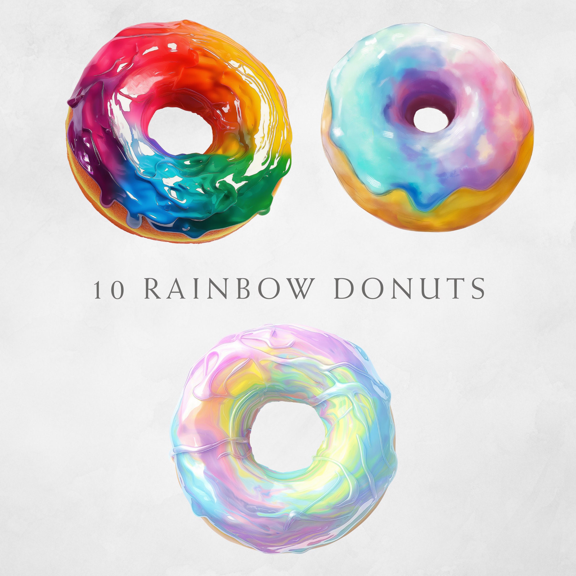 Rainbow Donuts Watercolor Clipart, Donut Illustrations Graphics, Sweet ...