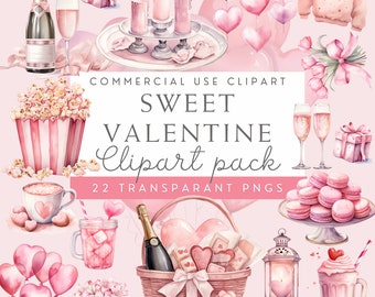 Sweet Valentine Clipart Bundle, Watercolor Valentines Day Clipart ...
