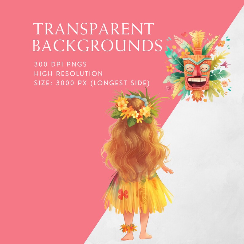 Cute Hawaii Hula Girl Clipart Watercolor PNG, Aloha Tropical Flowers ...