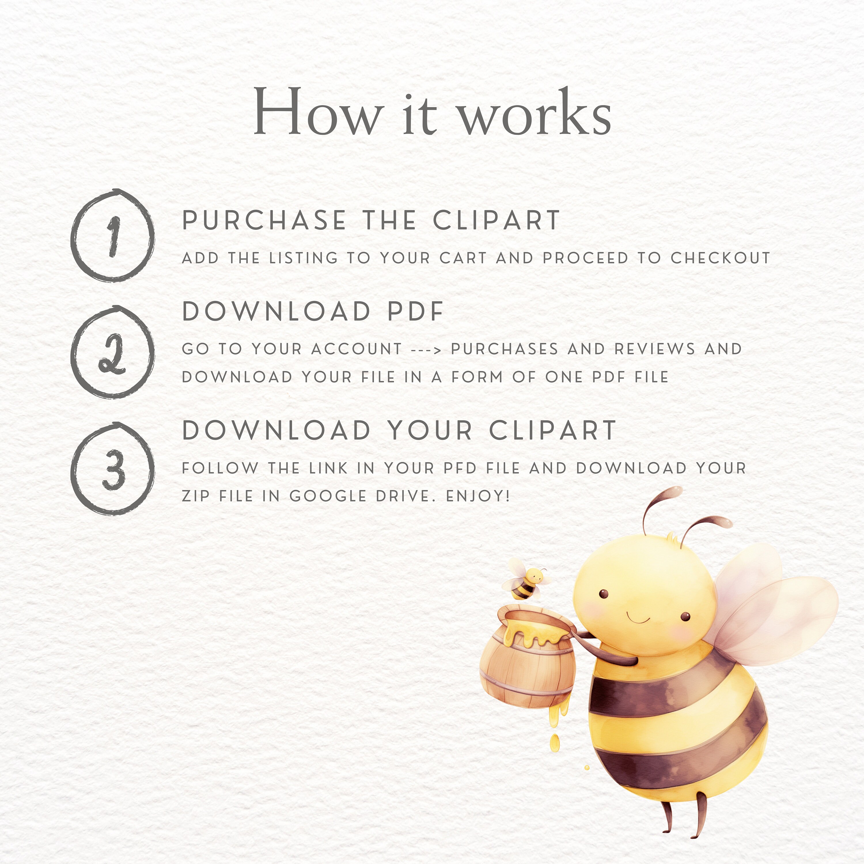 Cute Bee Clipart Watercolor PNG Bundle, Cute Baby Honey Bee Graphics ...
