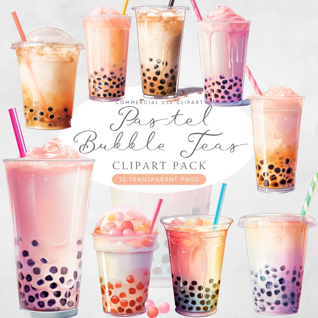 19 Boba Tea Clipart PNG Watercolor, Pastel Bubble Milk Tea Clipart ...