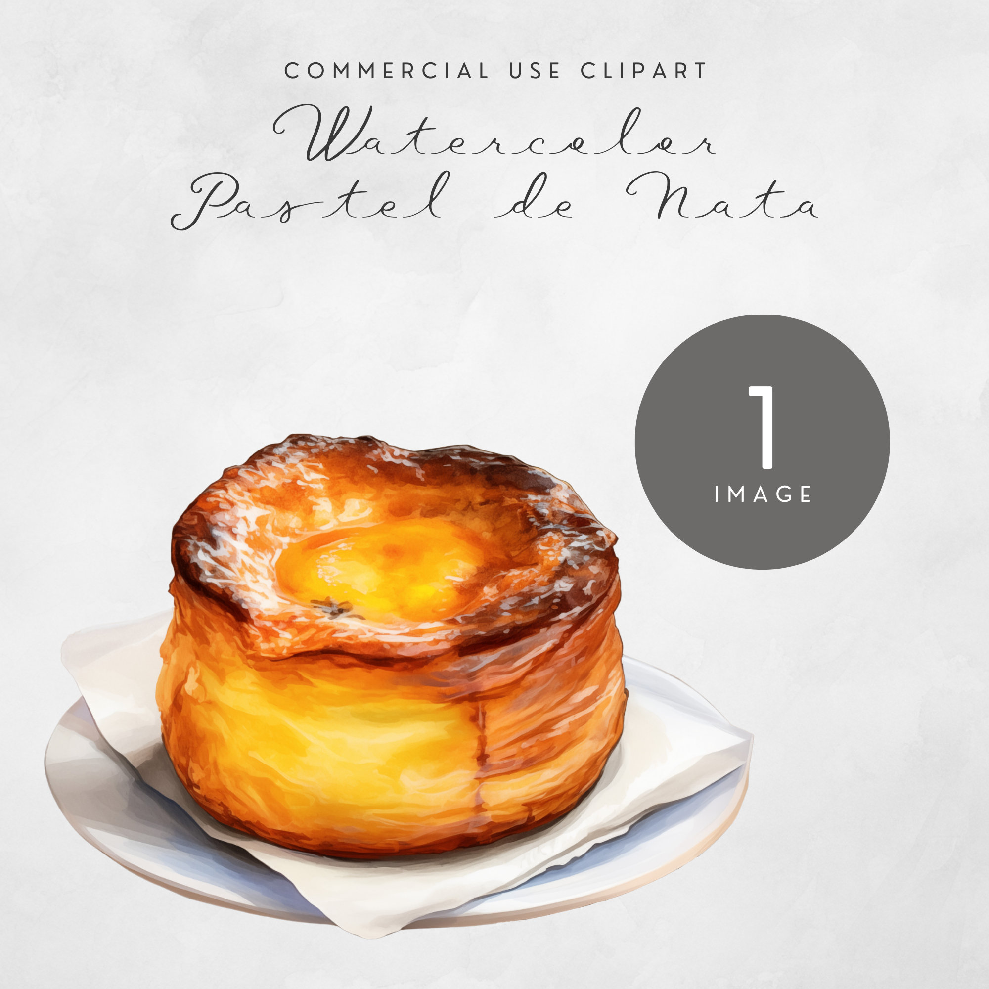 Watercolor Pastel De Nata Clipart, Portuguese Custard Tart Clipart ...