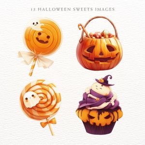 Halloween Sweets Clipart Watercolor PNG, Cute Halloween Candy Sweets ...