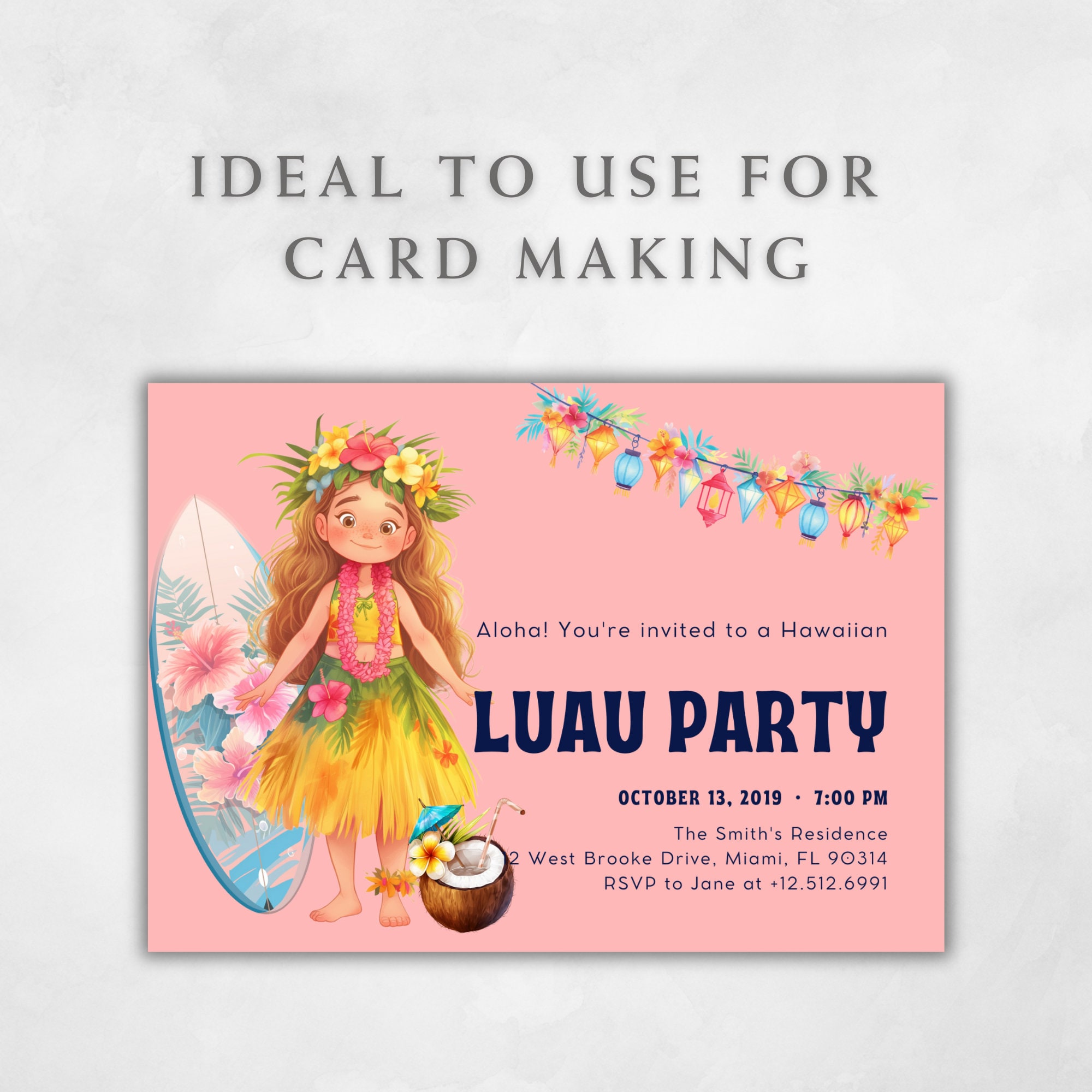 Cute Hawaii Hula Girl Clipart Watercolor PNG, Aloha Tropical Flowers ...