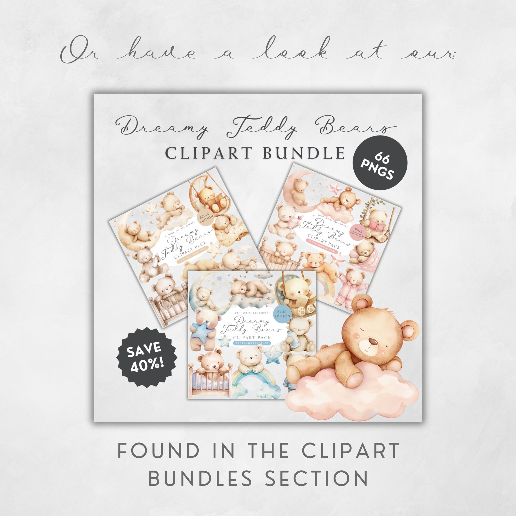 Sleeping Teddy Bear Clipart PNG Watercolor, Cute Beige Boho Baby Teddy ...