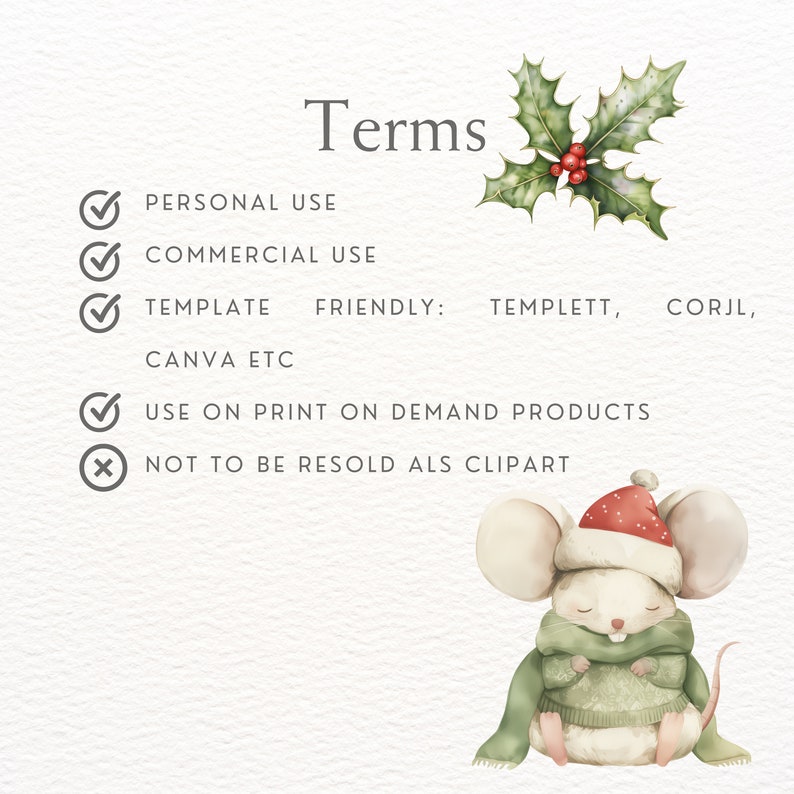 Woodland Christmas Clipart, Cute Watercolor Woodland Christmas Winter ...