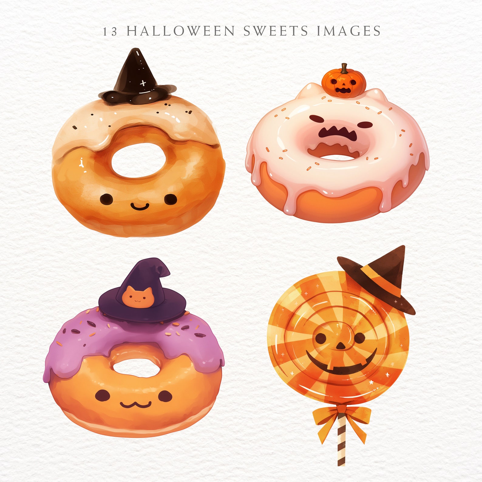 Halloween Sweets Clipart Watercolor PNG, Cute Halloween Candy Sweets ...