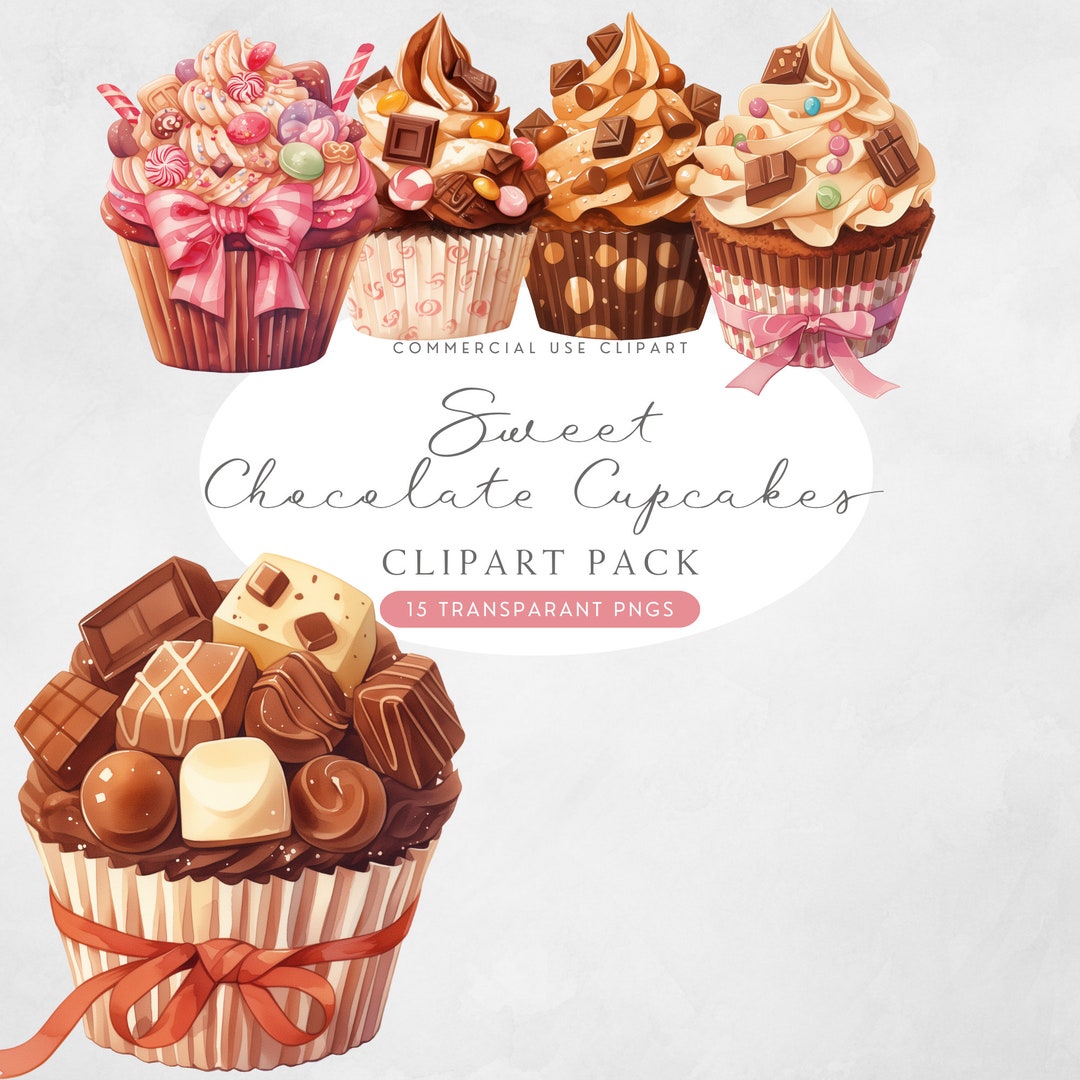 Chocolate Cupcakes Clipart Watercolor, Cupcake Clipart PNG, Cupcakes ...