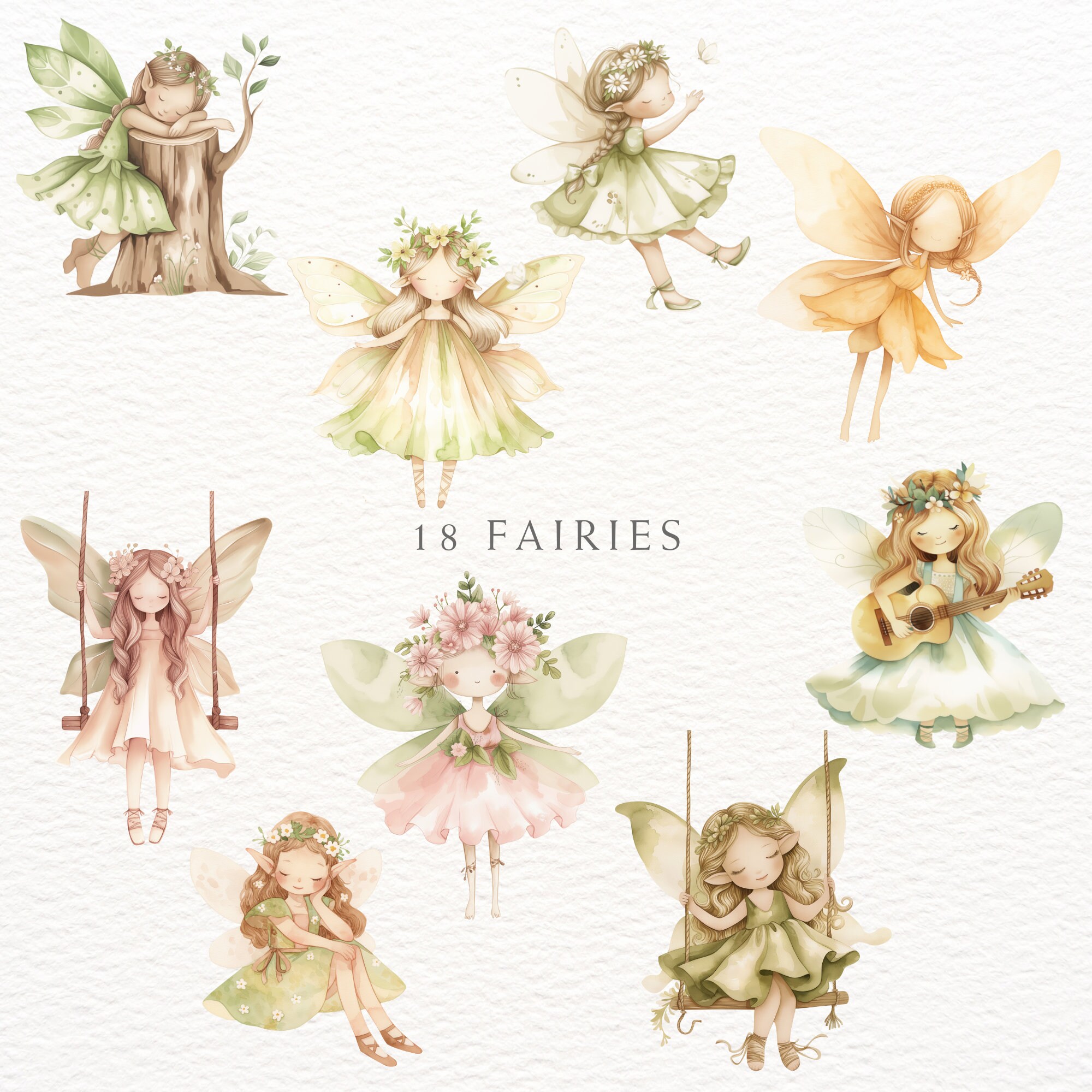 Boho Fairy Clipart Watercolor Fairies PNG, Mystical Magical Fantasy ...