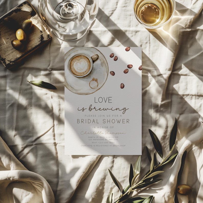Coffee Bean Bridal Shower Invitation, Editable Love is Brewing Bridal ...