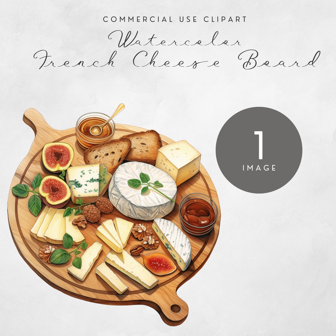 French Cheese Board Clipart PNG Watercolor, French Food Clipart, Cheese ...