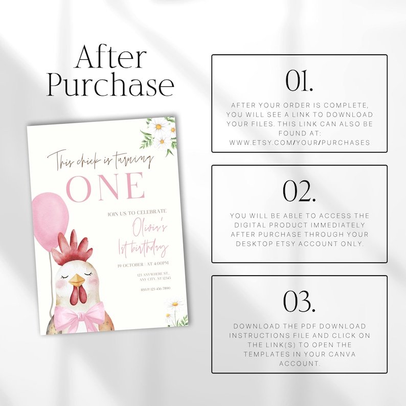 Chicken Themed Birthday Invitations, Editable This Chick is One ...