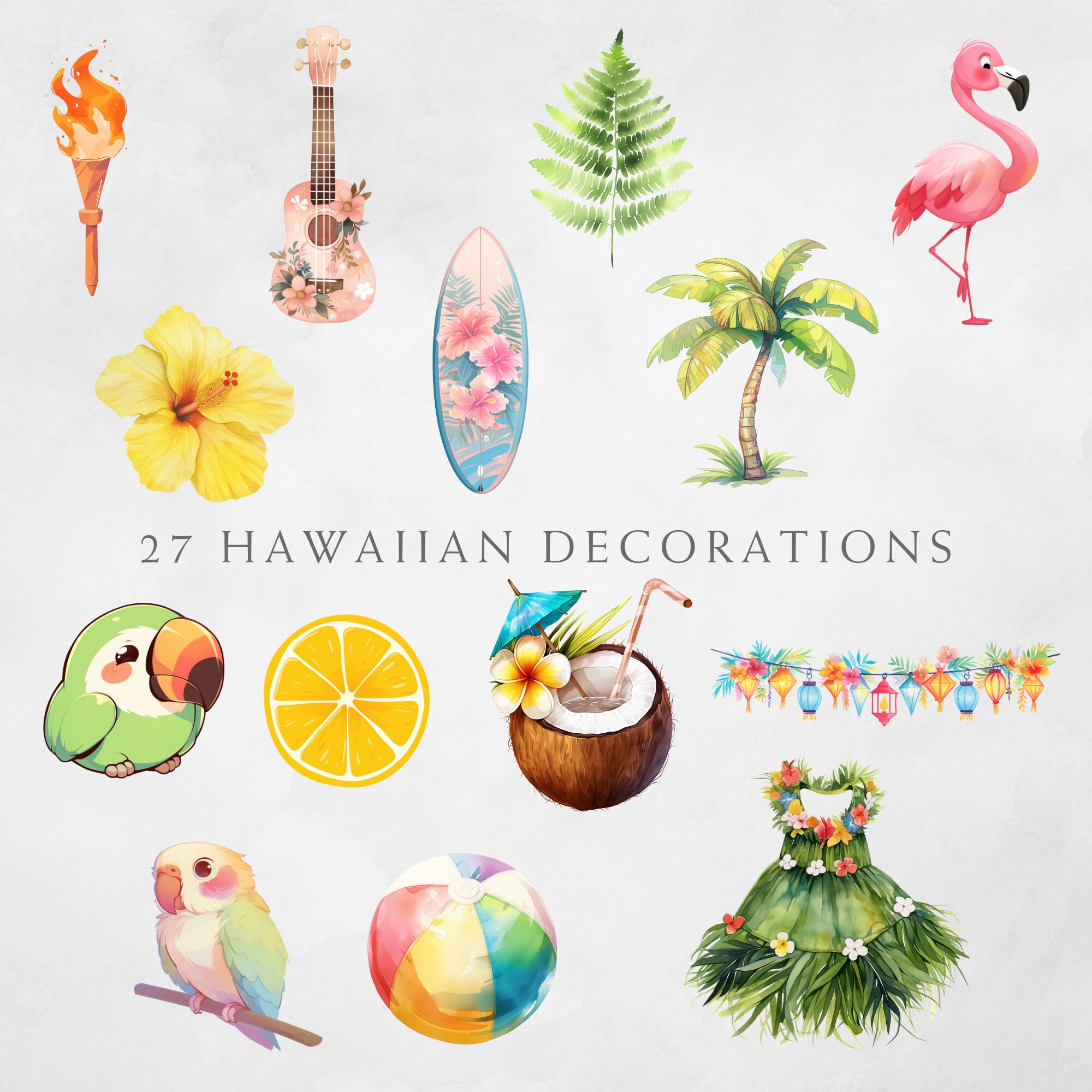 Cute Hawaii Hula Girl Clipart Watercolor PNG, Aloha Tropical Flowers ...