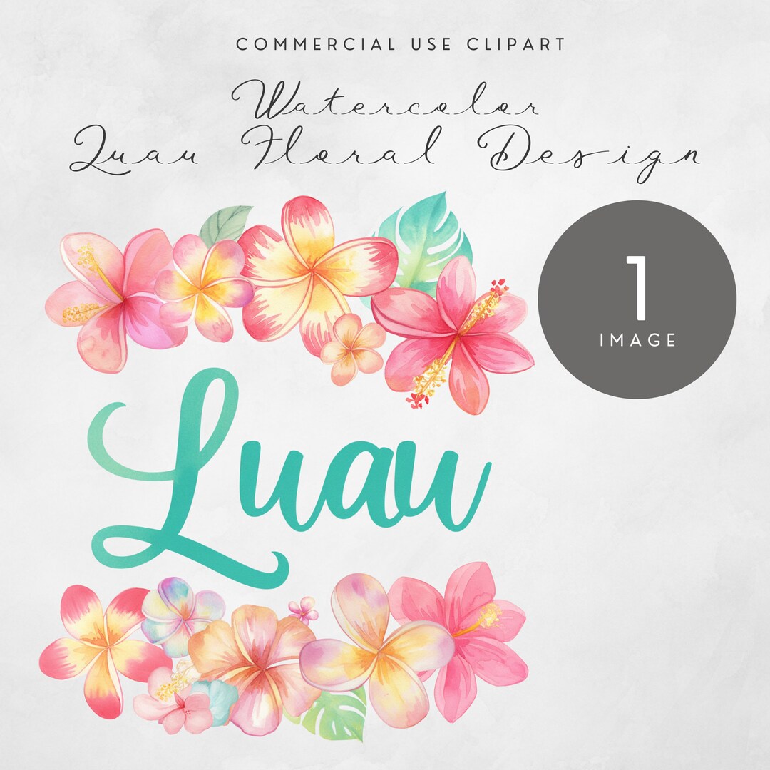 Luau Hawaii Clipart Watercolor PNG, Hawaiian Tropical Floral Party ...